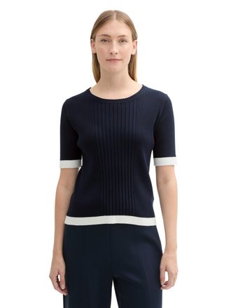 Tom Tailor Damen 1042961 Pullover mit 1/2 Arm, 10668-Sky Captain Blue, L