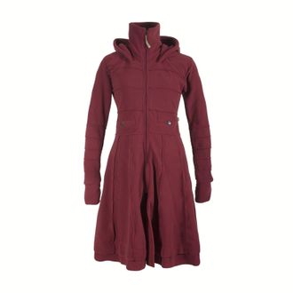 vishes Langer Fleecemantel mit Kapuze & Stehkragen in Dunkelrot | Gr&ouml;&szlig;e 4XL (52-54) | Handgefertigt aus 100% Polyester | Ideal f&uuml;r Herbst & Winter | Nachhalt