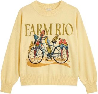 Farm Rio Farm Rio, Femme, Pulls, Jaune, Taille: 36 FR Embroidered Sweater