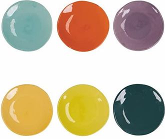 Villa D'Este Home Tivoli Set 6 Dessertteller Color Shock aus Keramik, Design mit ungleichm&auml;&szlig;igen Kanten &Oslash; 22,5 cm