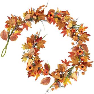 Generic Herbstgirlande | 180 Zentimeter Thanksgiving Dekoration | Herbstblätter Dekoration Erntedankfest Girlande,Für Halloween Herbst Zuhause Außen Kaminsims