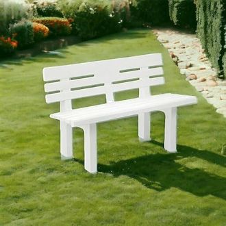 Dmora Au&szlig;enbank Marinella, Monoblock-Gartenbank, Au&szlig;enbank, 100% Made in Italy, 110 x 52 x 71 cm, Wei&szlig;