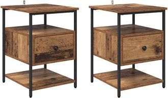 vidaXL Nachttisch 2 pcs Altholz 40 x 42 x 56 cm Holzwerkstoff vidaXL