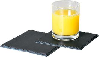 KESPER 10 Stück Untersetzer, Schieferunterleger, Schieferuntersetzer, (5 x 2er Pack), geölt, Maße: ca. 130 x 130 mm, in schwarz