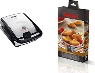 T-fal Snack Collection, Plaques Gaufres et Croque monsieur incluses, 2 Plaques Interchangeables, Noir/Acier Inoxydable, 700 W & Mini Madeleine Accessoire po