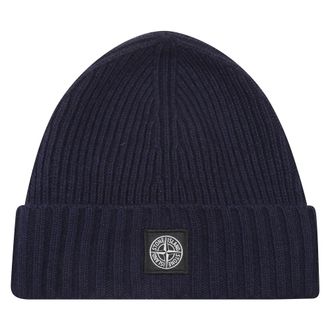 Stone Island Logo Patch Beanie - - Accessories - Herren - Blau - S