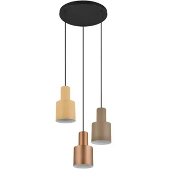 Trio Leuchten trio suspension agudo 319430317, m&eacute;tal noir mat, abat-jour m&eacute;tal caf&eacute;/beige/taupe, sauf 3X E27 sourcing