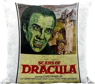 Fabulous Kissen aus Kunstleder, Wei&szlig; - Scars of Dracula Altes Filmposter Retro Kinoposter Vintage Horror - 40 x 40 cm - Leder-Touch - Bezug und Kissen inklusiv