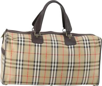 Burberry unisex, Pre-owned, Beige, Taille: ONE Size Sac de voyage Pre-owned Vintage Check en toile et cuir