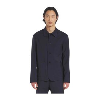 Barena Fresco Lana Overshirt mit Knopfverschluss - - Shirts - Herren - Blau - XL
