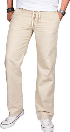 Alessandro Salvarini A. Salvarini Herren Leinenhose leichte lockere Stoffhose Sommer leinen Hose W29-W40 L30-L34 AS-034 [AS034 - Beige - W29 L30]