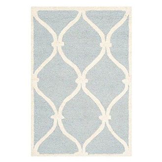 Safavieh Tapis rectangulaire dintérieur moderne tufté à la main, collection Cambridge, CAM710, en bleu / ivoire, 152 X 244 cm pour le salon, la chambre ou tout