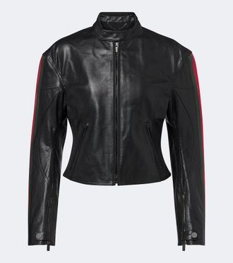 Gucci Veste Web Stripe en cuir