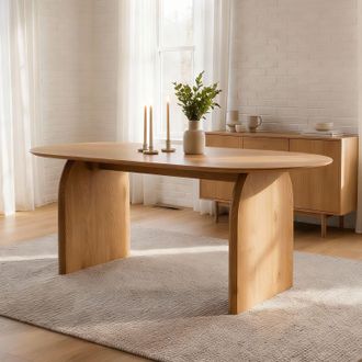 IDIMEX Esstisch MALA mit ovaler Tischplatte 180 x 90 cm, Eiche Finish - Esszimmertisch aus MDF, robust und stabil, ideal f&uuml;r K&uuml;che und Essbereich, bietet Pla