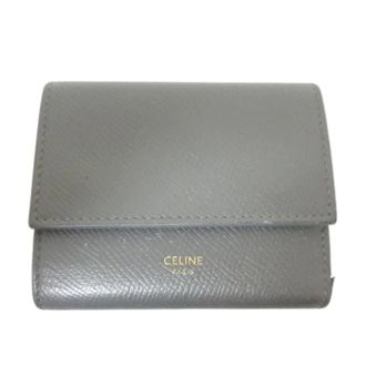 Celine Portefeuille compact &agrave; trois volets en cuir de veau Pre-owned - Femme - Pre-owned - Gris - Taille: ONE Size