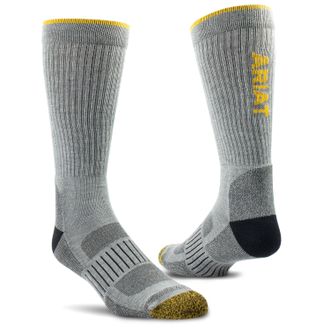 Ariat Mens High Performance Tek Work Socks 2 Pair Pack in Grey, Size X-Large, by Ariat