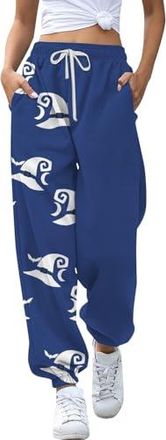 Generic Pantalon long ample avec poches &eacute;lastiques &agrave; la taille pour femme de petite taille, bleu marine, XXL