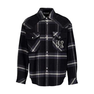 Palm Angels Monogram Check Overshirt - - Shirts - Herren - Schwarzk - L