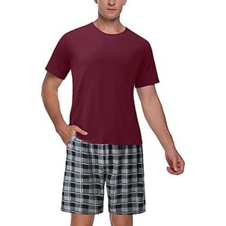 Generic Pyjama court en coton pour homme - Pyjama d&eacute;t&eacute; pour homme - Pantalon de pyjama - Shorty - T-shirt &agrave; manches courtes - Pantalon de pyjama deux pi&egrave;ces -