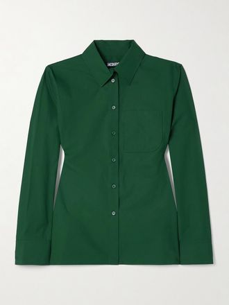 Jacquemus Chemise En Popeline De Coton À Découpe - Vert