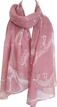 GlamLondon Écharpe imprimée dinosaures pour femme, rose, L