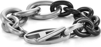 Diesel Herren-Armband aus Edelstahl mit Knebelverschluss, Grau und Schwarz