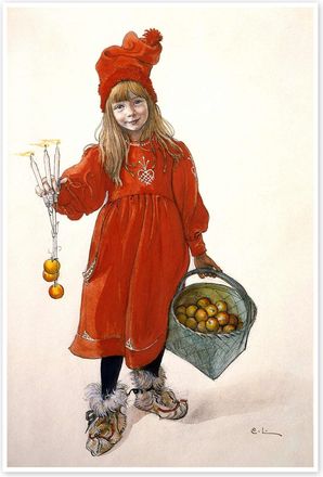 Posterlounge Brita als Iduna Poster von Carl Larsson 20 x 30 cm Rot Wandbilder Wanddeko