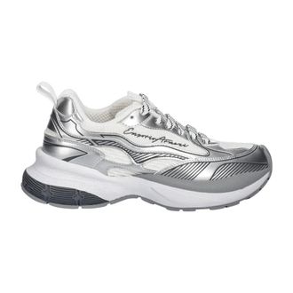 Emporio Armani Mesh-Sneakers mit laminierten Details - - Shoes - Damen - Grau - 41 EU
