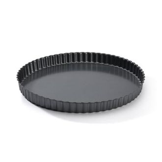 De Buyer De Buyer - Moule à tarte rond Canelée en acier antiadhésif - Diamètre 32 cm -, Noir