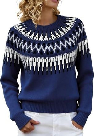 Generic Pull Femme Chic Hiver Chaud Col Rond Sweat Manche Longue Basique Pulls Tricot&eacute; Thermique &Eacute;pais Hiver Chaud Grandes Tailles Pullover Casual D&eacute;contract&eacute;