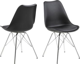 ebuy24 Erin Esszimmerstuhl schwarz, Chrom