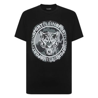 Plein Sport Homme, Tops, Noir, Taille: XL T-Shirt Col Rond Carbon Tiger