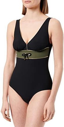 Haute Pression Femme T8005 Co3 Maillot de bain une pi ce, Noir et Kaki, 54 Grande taille EU