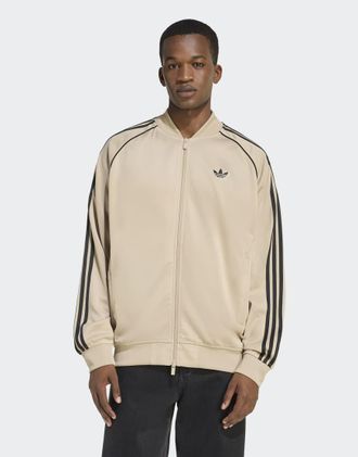 adidas Originals SST Adicolor Classics - Veste de surv&ecirc;tement ample - Kaki taupe et noir-Brown
