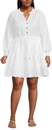 Lands End Minikleid mit Lochstickerei, Damen, Größe:24-26 plus, Weiß, Baumwolle, by Lands End