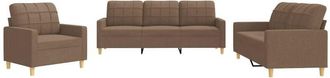 vidaXL Ensemble de canapés 3 pcs avec coussins Marron Tissu vidaXL
