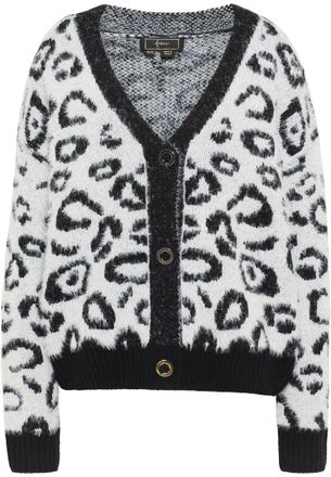 Faina Strickjacke Damen wollwei&szlig; schwarz