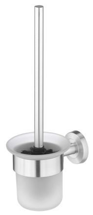 Amare WC-B&uuml;rste mit Wandhalter, Silber, Glasbeh&auml;lter
