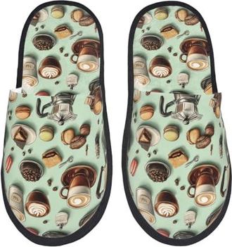 Generic Pantoufles Unisexes Pâtisseries Au Café Imprimer Chaussons Femme Confort Automne Hiver Pantoufles DExtérieur, Pour Hommes, Fête, Intérieur Extérieur, 
