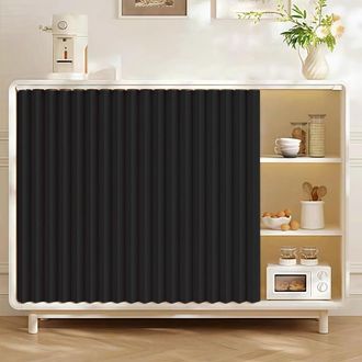 Generic Ma&szlig;gefertigte, Faltbare Schrankvorh&auml;nge mit Gleitschienen f&uuml;r Kleiderschr&auml;nke, B&uuml;cherregale und Lagerschr&auml;nke.-Black- W130cmxH80cm