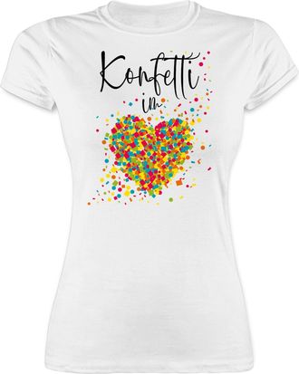 Shirtracer Shirt Damen - & Fasching - Konfetti im Herzen I Confetti Herz I Konfetti f&uuml;r Alle Karneval K&ouml;ln - XXL - Wei&szlig; - faschingsshirt Faschings Tshirt Karneva