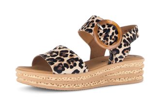 Gabor Keilsandalette GABOR, Damen, Gr. 38, leo, Veloursleder, Schuhe, Riemchensandale, Sommerschuh mit modischer Zierschnalle