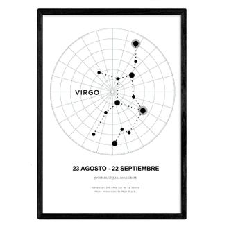 Nacnic Laminieren mit der Konstellation Jungfrau. Plakat mit Sternsymbol A3 in Gr&ouml;&szlig;e und Sternenhimmel Hintergrund