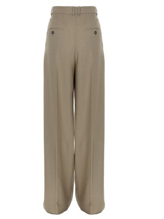 Saint Laurent Virgin Wool Blend Tailored Trousers - Beige
