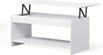 Les Tendances Table basse relevable - Style contemporain blanc mat - L 100 x P50 x H44cm - HAPPY