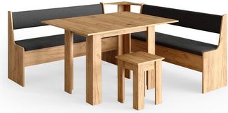 Vicco Eckbankgruppe Roman, Goldkraft Eiche/Anthrazit, 180 x 180 cm mit Tisch