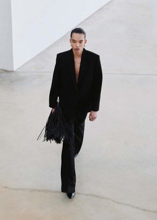 Mango Blazer de costume droit avec poches &agrave; rabat noir - Femme - L - MANGO