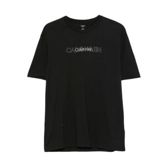 Calvin Klein T-shirt &agrave; col rond avec logo r&eacute;p&eacute;t&eacute; - Homme - Tops - Noir - Taille: XL