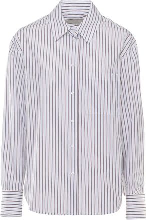 Loulou Studio Femme, Blouses et Chemises, Blanc, Taille: 38 FR Maud Chemise Ray&eacute;e