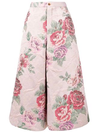 Comme Des Garçons pantalon palazzo crop à fleurs - Rose